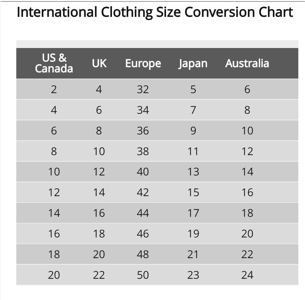Size Chart Pretty Women Boutique Size Chart Pretty Women Boutique